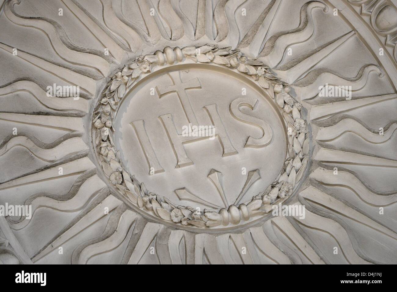 The Christogram IHS, symbol of the Jesuits, is pictured in St. Michael ...