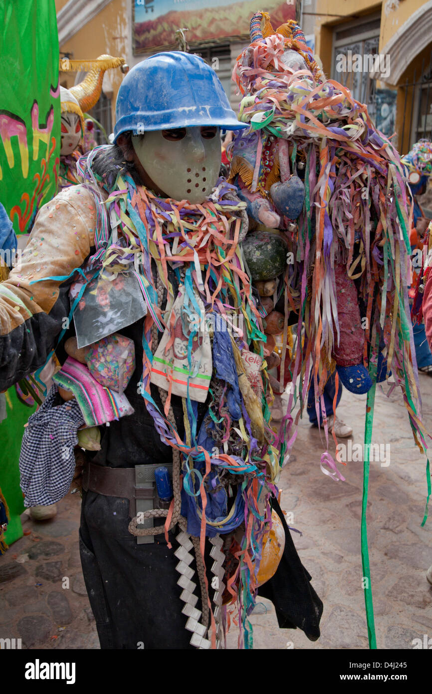 Dancers with traditional mask during carnival in Jujuy province in the ...