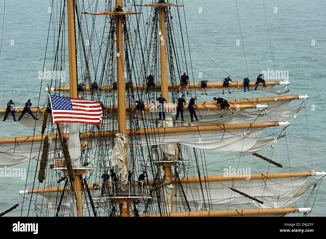 The U.S. Coast Guard Cutter Eagle performed furling operations in ...
