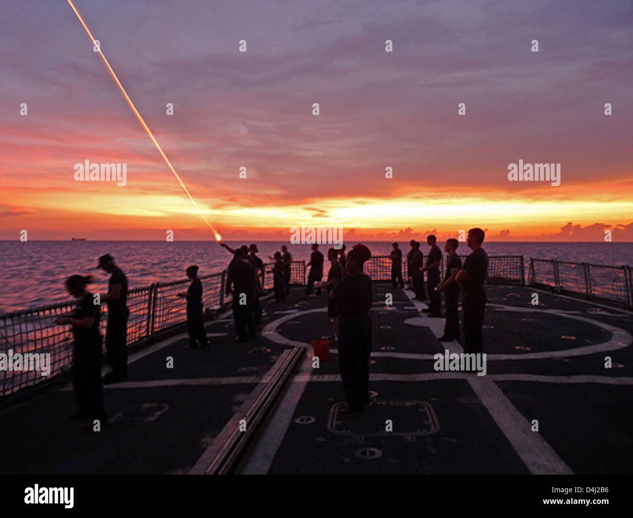 Pyrotechnics training aboard the Coast Guard Cutter Bear, led by ...