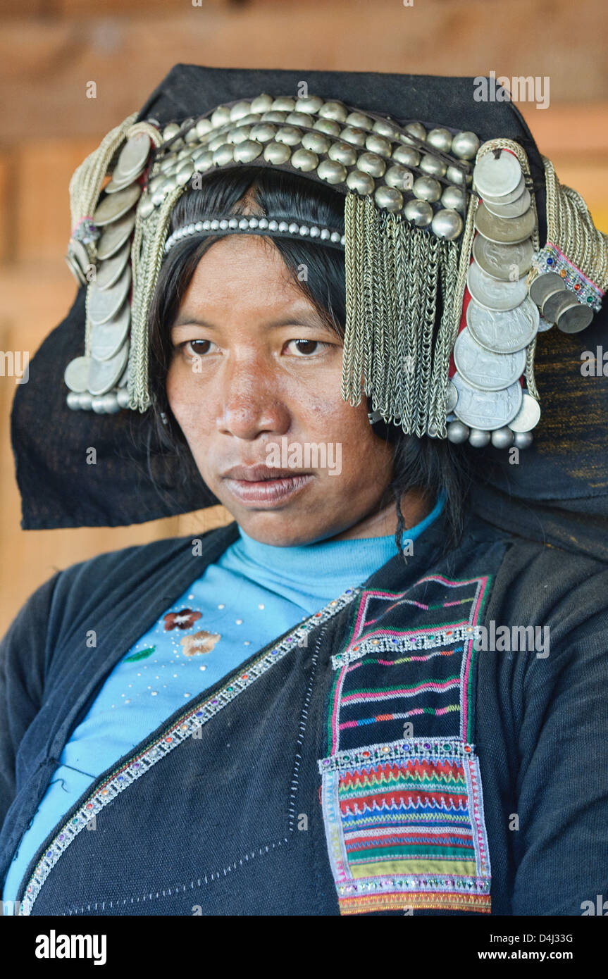 portrait of an ethnic Akha woman, Phongsaly, Laos Stock Photo - Alamy