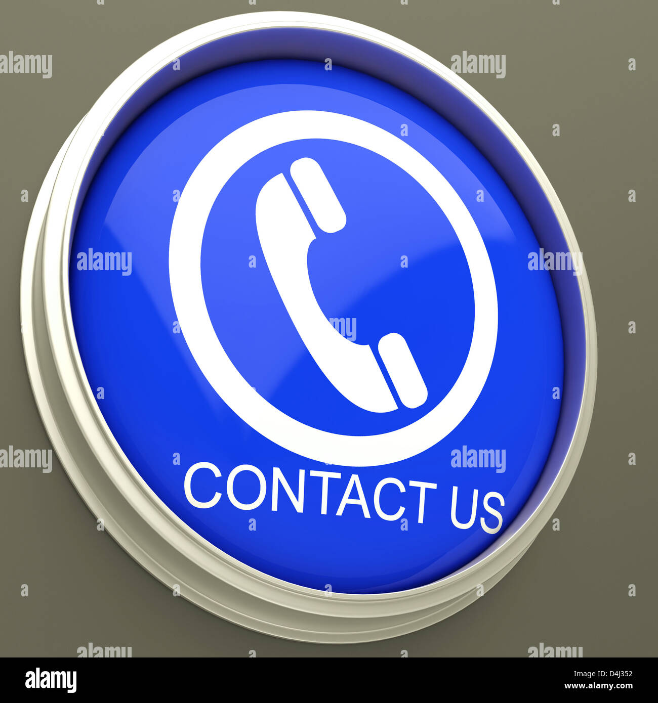 Contact Us Button Shows Assistance And Support Stock Photo - Alamy