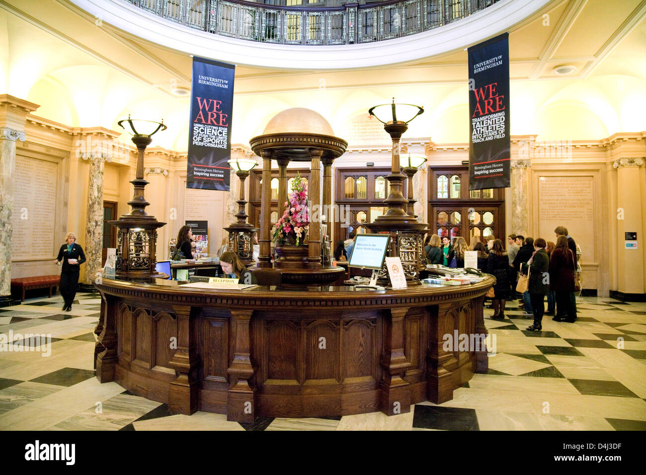 The entrance to the Aston Webb building, Edgbaston Campus, Birmingham ...