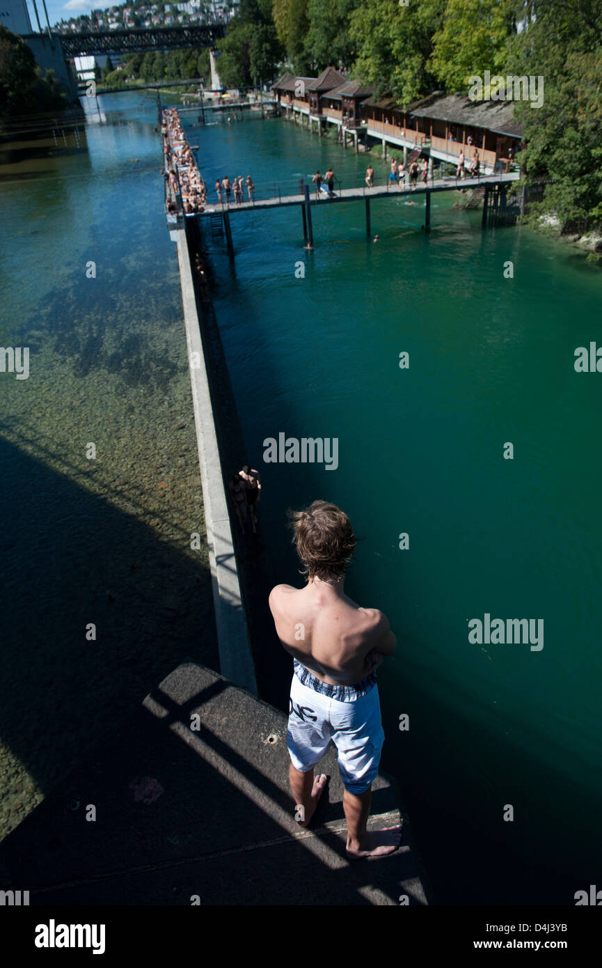 Zurich, Switzerland, the Flussbad Unterer Letten in the Limmat Stock ...