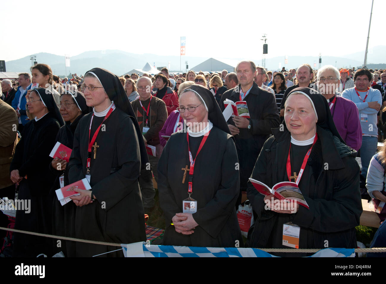 Freiburg, Germany, nuns during the show by Pope Benedict XVI Stock ...