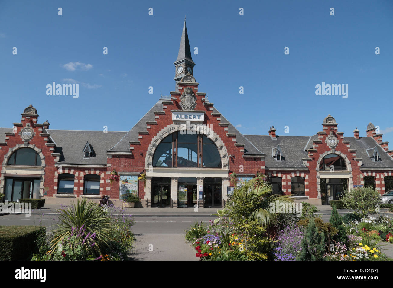Albert railway station in Albert, France, close to the Somme WWI ...