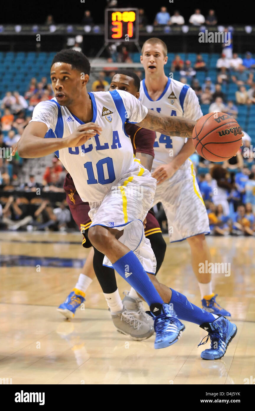 March 14, 2013 Las Vegas, NV.UCLA Bruins guard Larry Drew II #10 moves ...