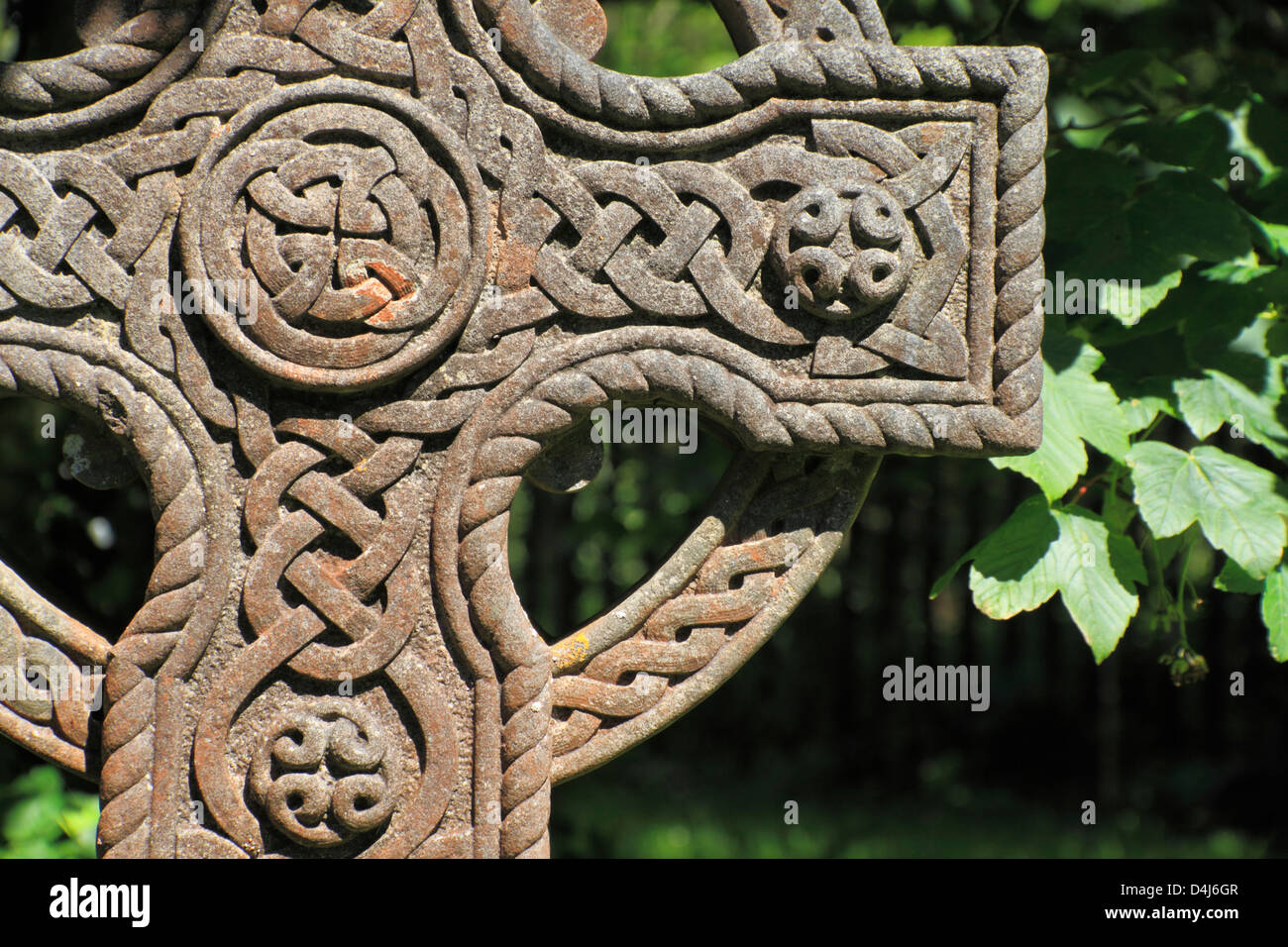 Fine detailed carved stone masonry on a Celtic Cross in County Limerick ...