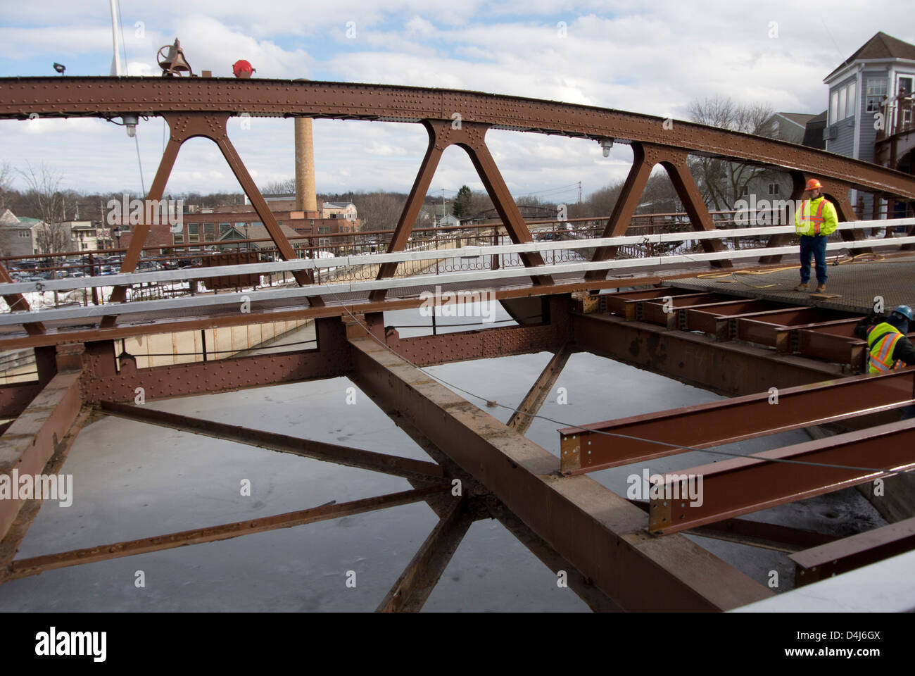 Repairing lift bridge over Erie Canal Stock Photo - Alamy