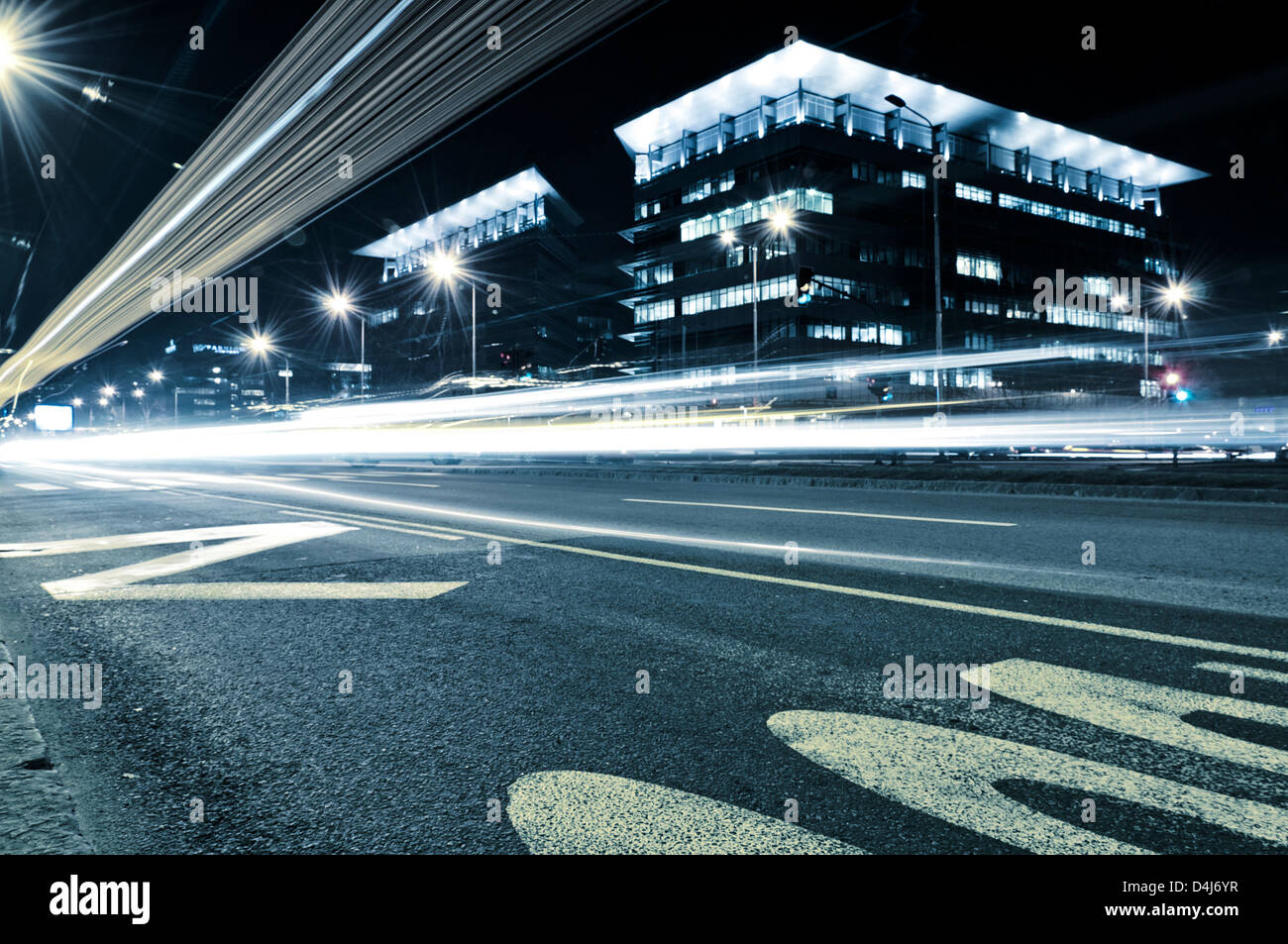 Urban scene at night in the long exposure Stock Photo - Alamy