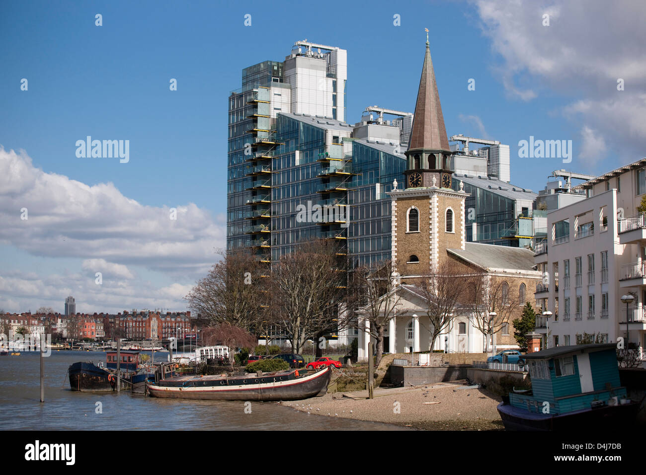 St Mary's Church and Montevetro Building in Battersea London United ...
