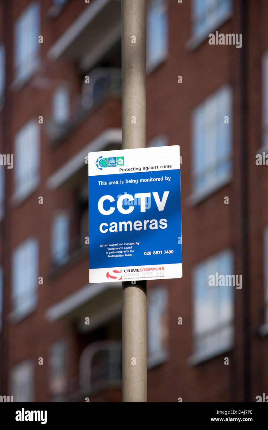 CCTV Camera Sign, london council housing estate Stock Photo - Alamy