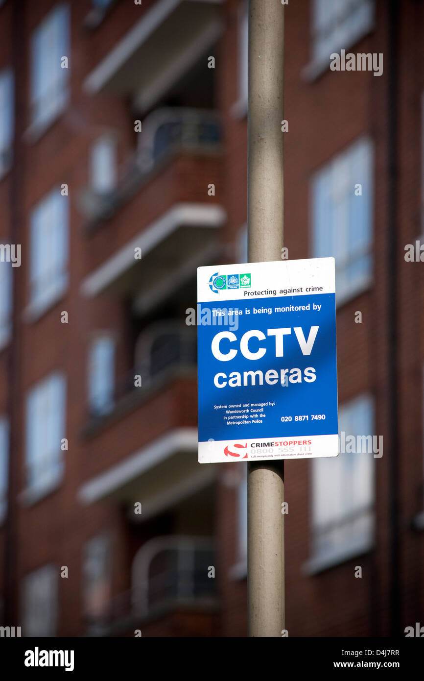 CCTV Camera Sign, london council housing estate Stock Photo - Alamy