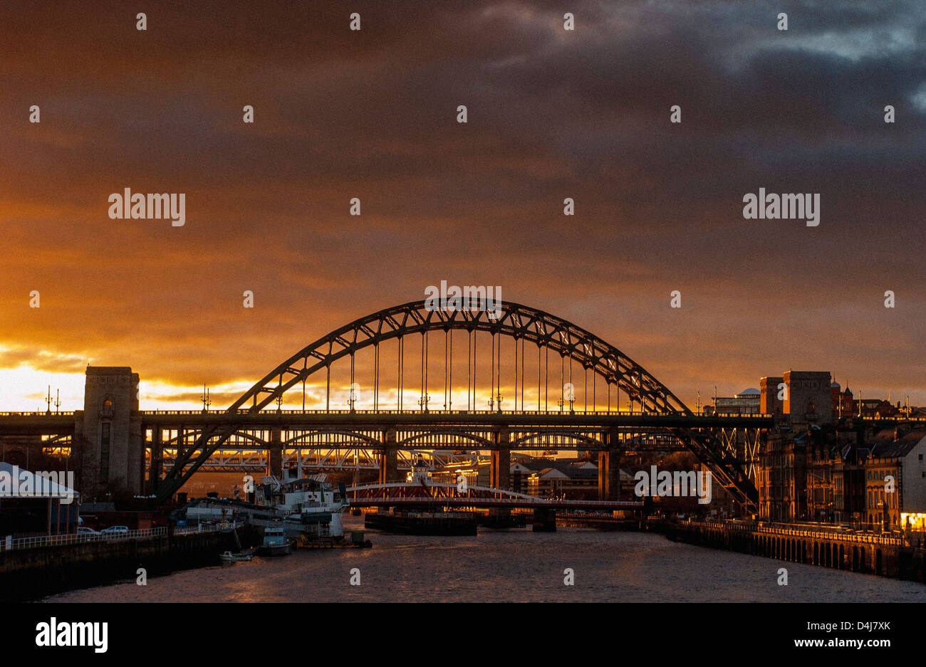 Tyne Bridge over River Tyne in Gateshead, at sunset. Newcastle Stock ...
