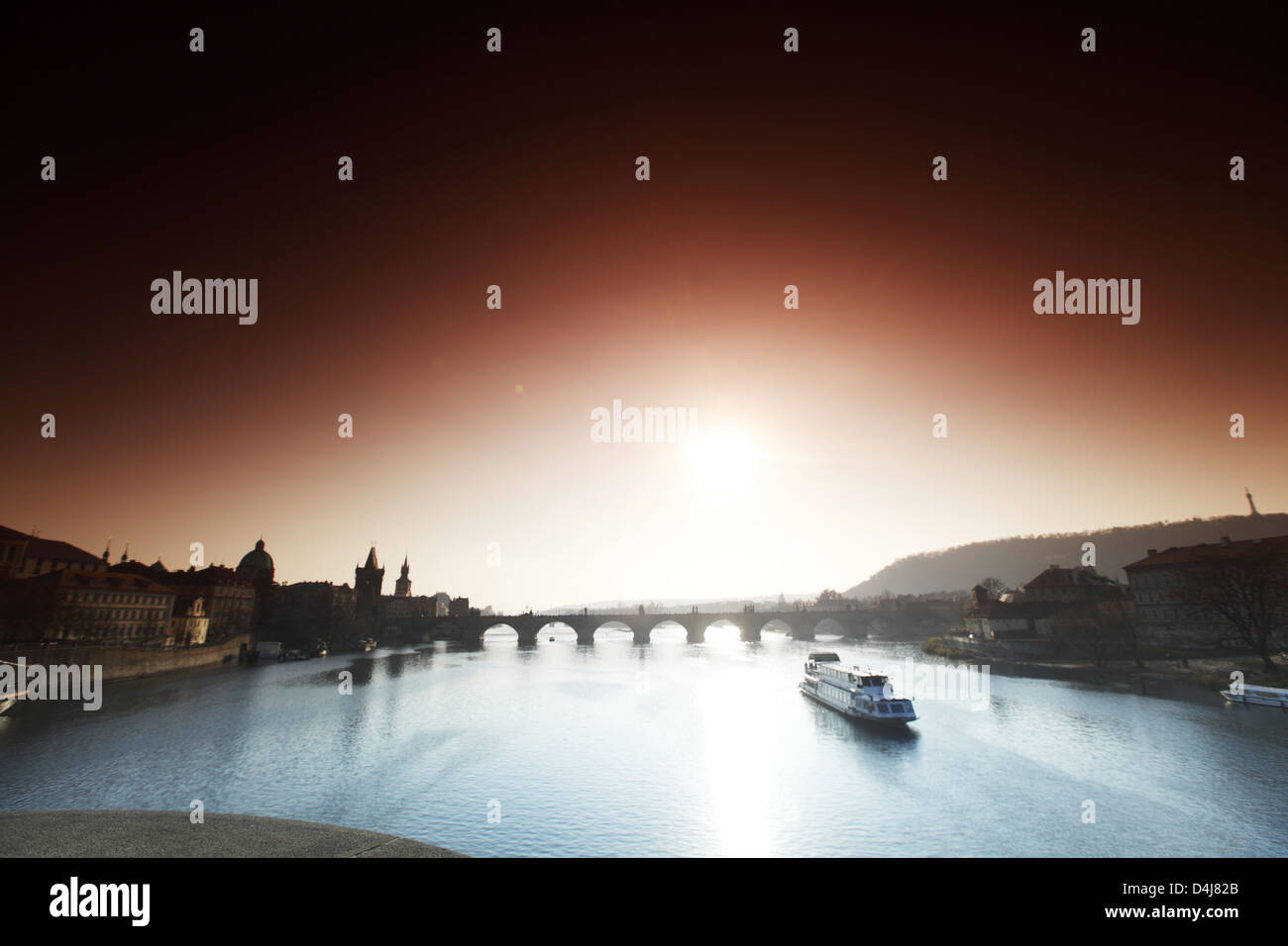 Panorama Karlov or Charles bridge in Prague in autumn Stock Photo - Alamy