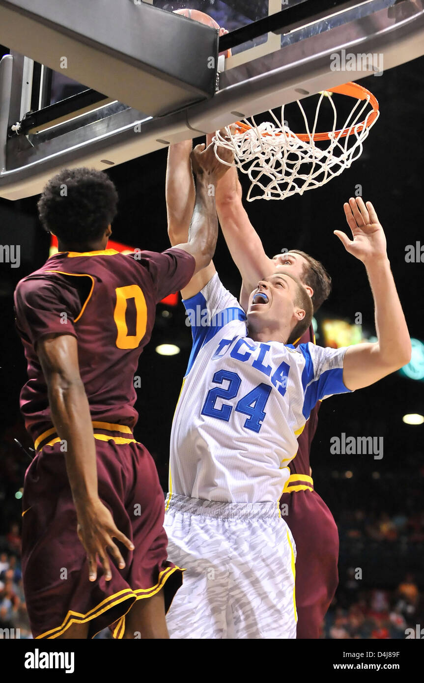 March 14, 2013 Las Vegas, NV.UCLA Bruins forward Travis Wear #24 scores ...