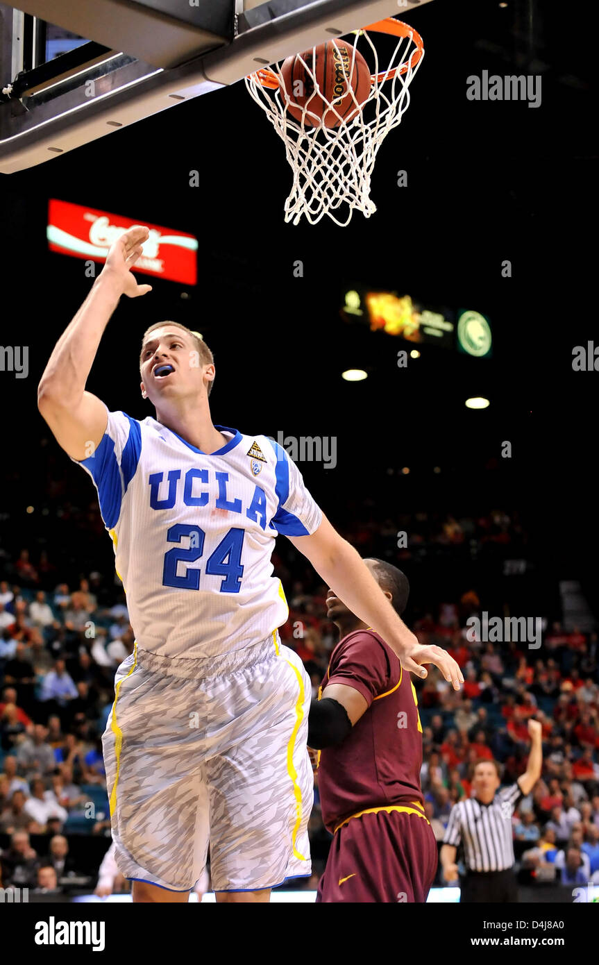 March 14, 2013 Las Vegas, NV.UCLA Bruins forward Travis Wear #24 scores ...