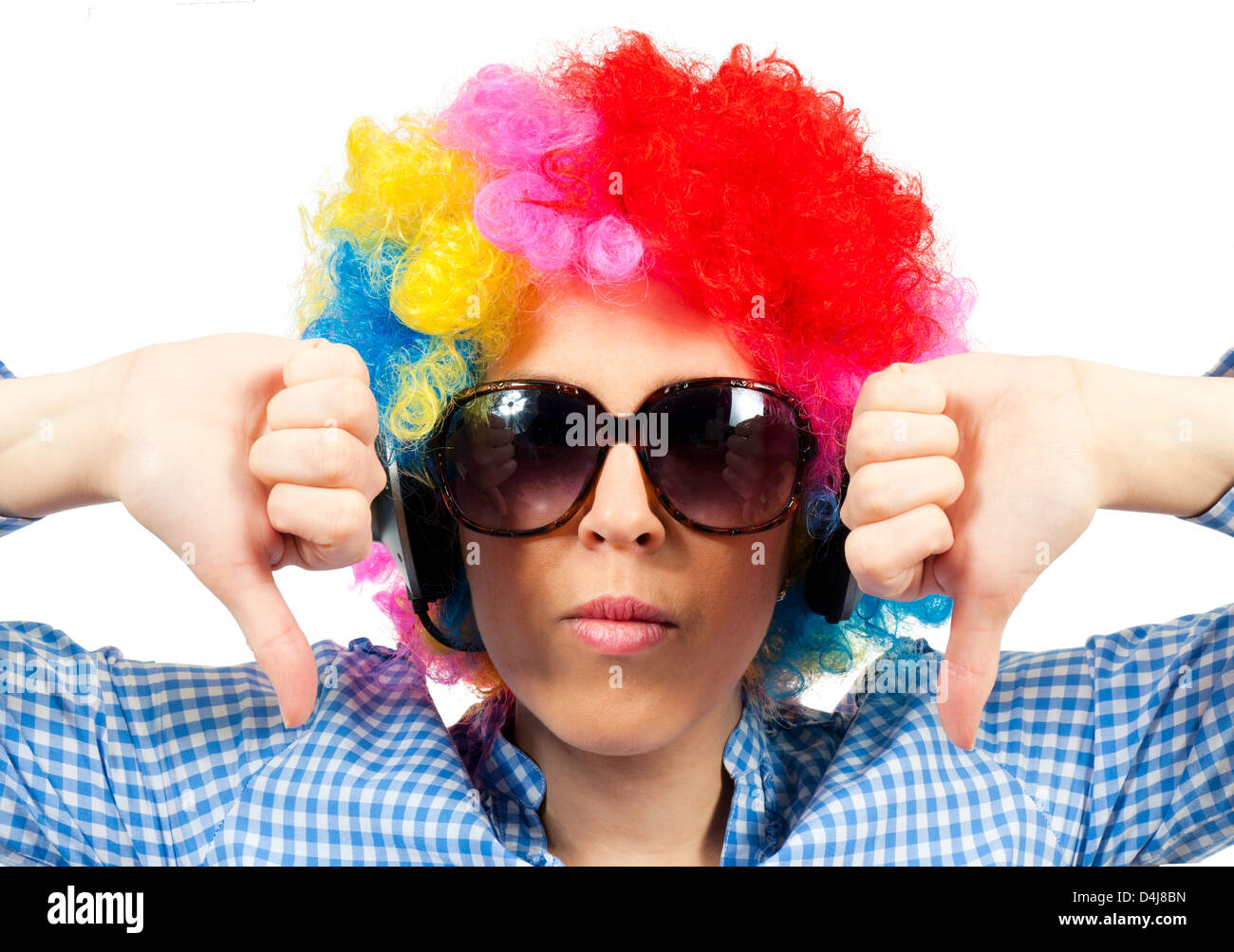 Female showing no ok sign isolated on white Stock Photo - Alamy