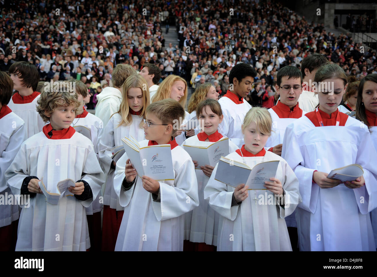 Berlin, Germany, altar in the papal Mass in the Berlin Olympic Stadium ...