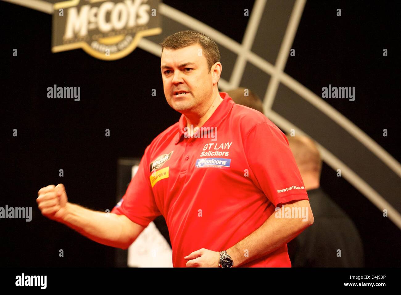 Manchester, UK. 14th March 2013. Wes Newton in action during round six ...