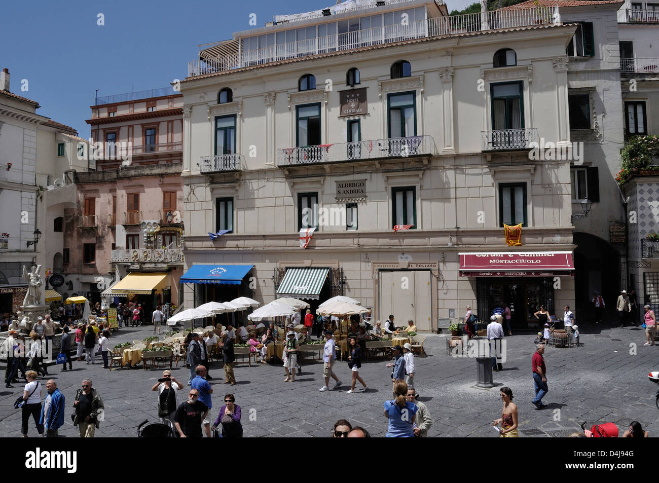 The Piazza del Duomo, in front of the Duomo di Sant' Andrea in Amalfi ...