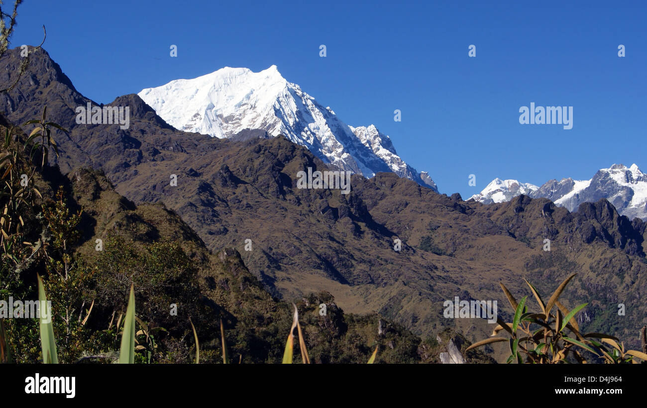 Peruvian landscape of snow capped mountains Stock Photo - Alamy