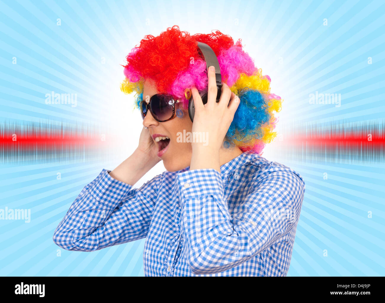 Woman with headphones enjoying in music sound Stock Photo - Alamy
