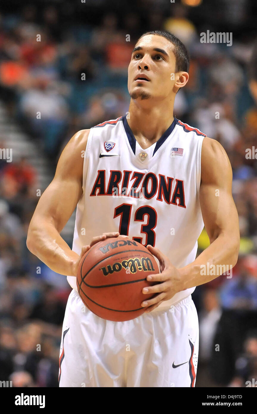 March 14, 2013 Las Vegas, NV.Arizona Wildcats guard Nick Johnson #13 in ...