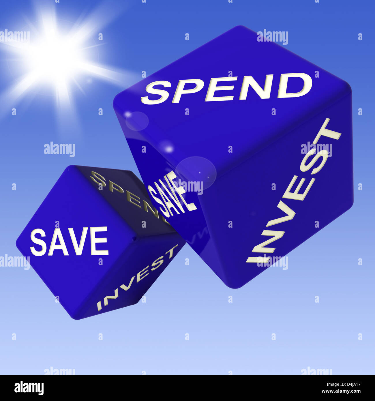 Spend, Save, Invest Dice Showing Budgeting And Investing Stock Photo ...