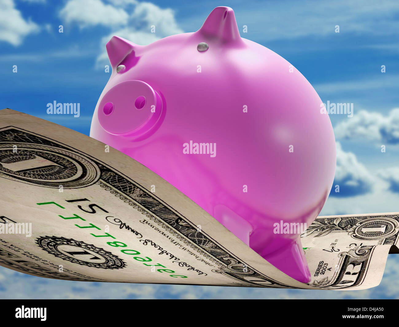 Dollars Note Pig Showing Prosperity And Investment Stock Photo - Alamy