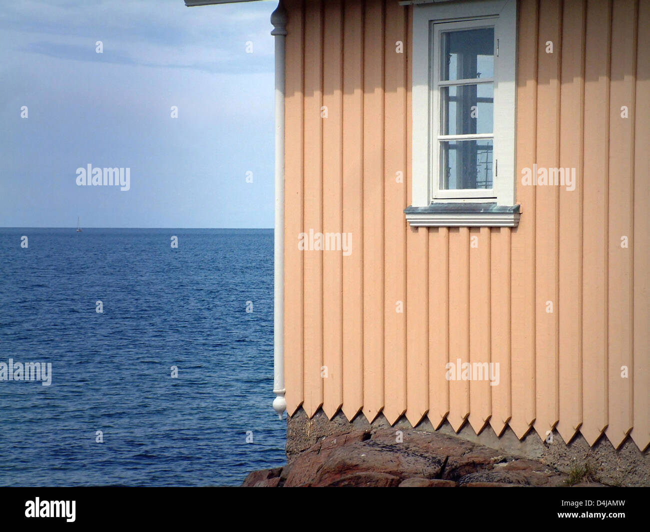 Pastel painted wooden house, Torekov, Sweden Stock Photo - Alamy