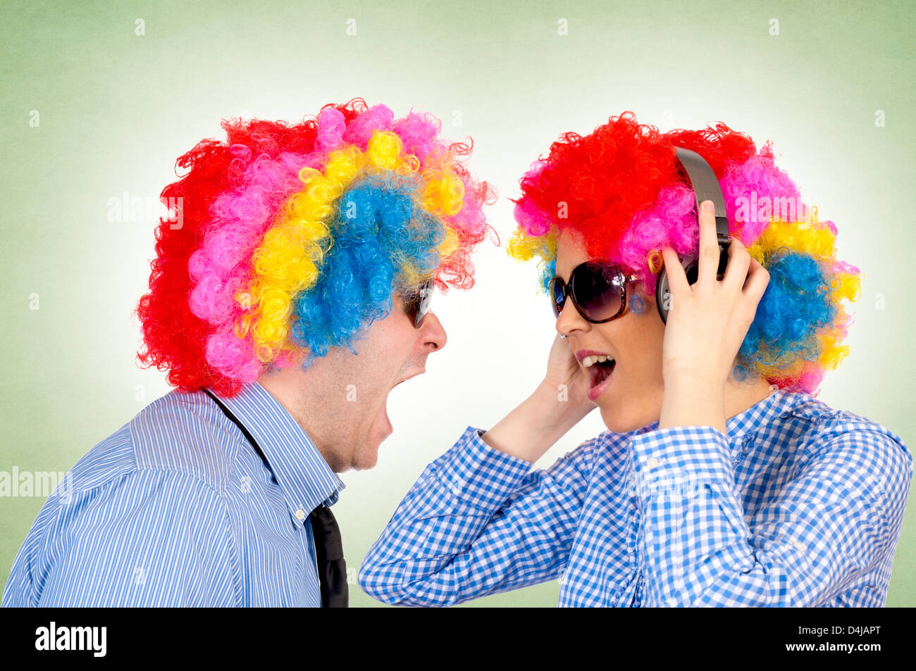 Married couple of clowns have conversation Stock Photo - Alamy