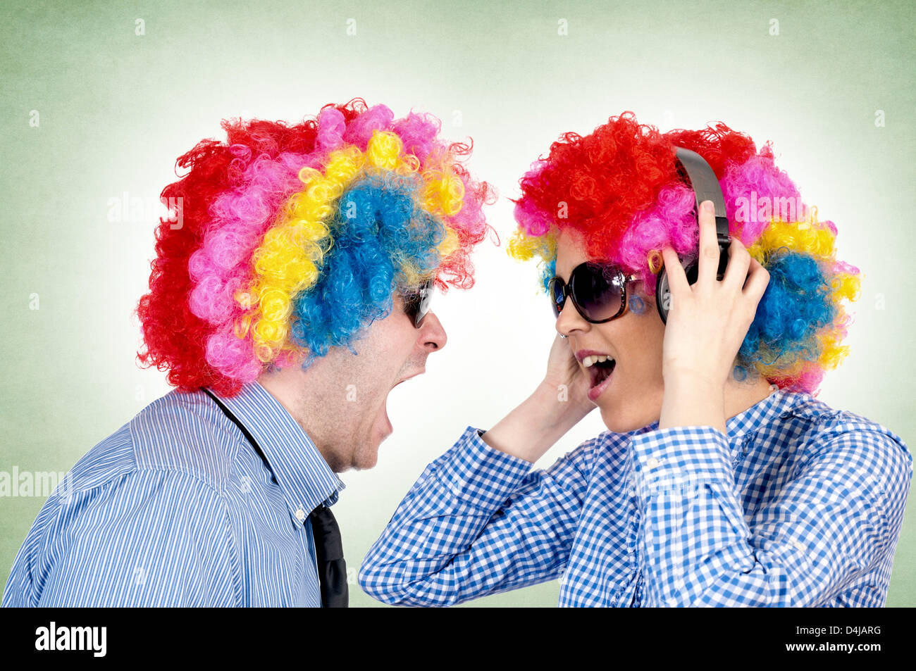 Married couple of clowns have conversation Stock Photo - Alamy