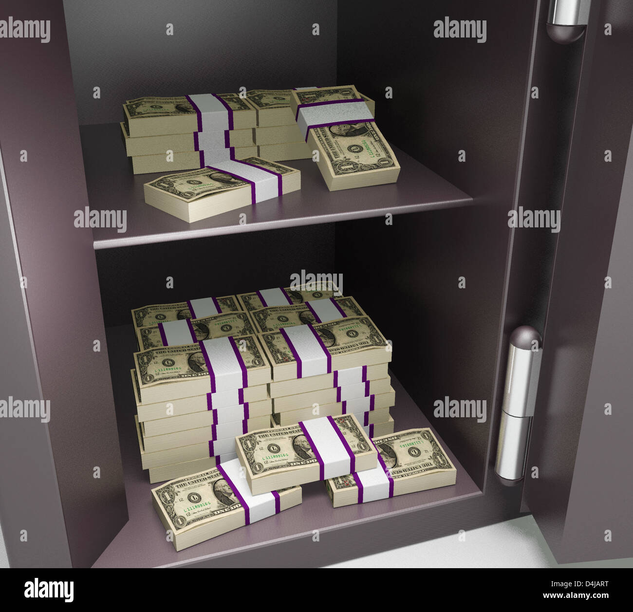 Open Safe With Money Showing Bank Accounts And Savings Stock Photo - Alamy