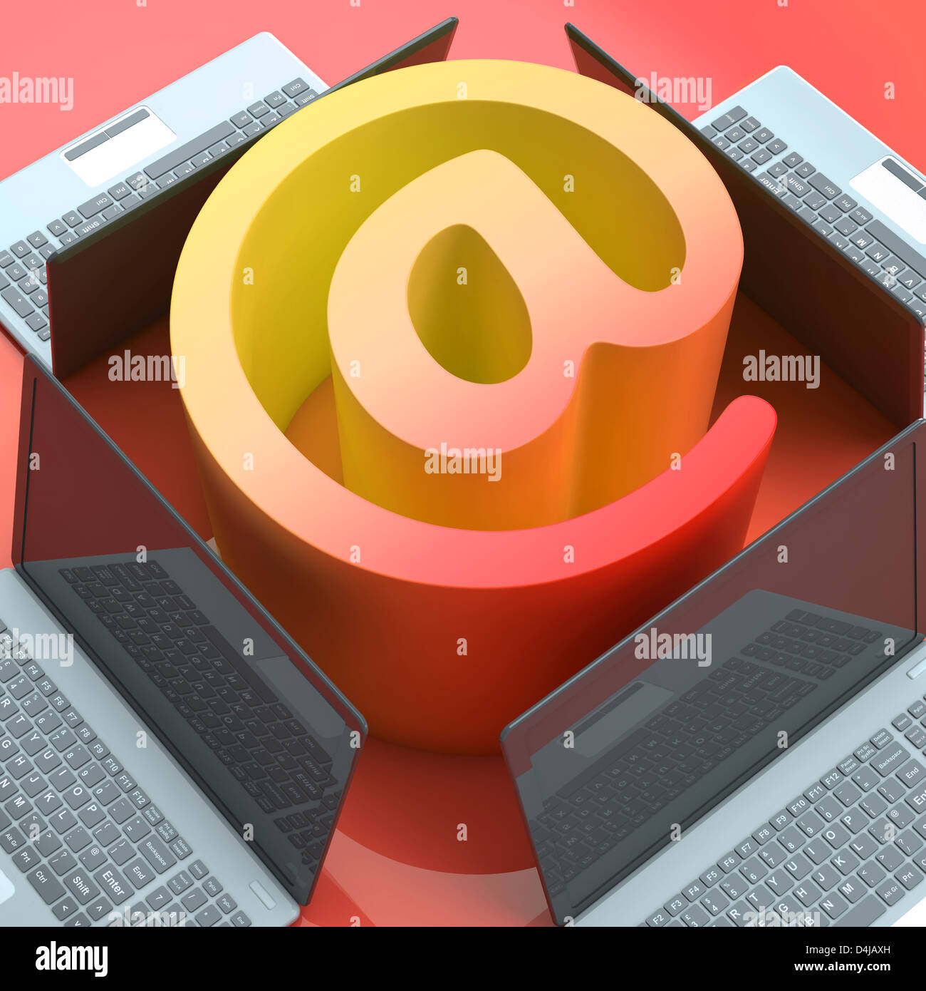 E-mail Symbol Laptops Showing Online Mailing Communication Stock Photo ...