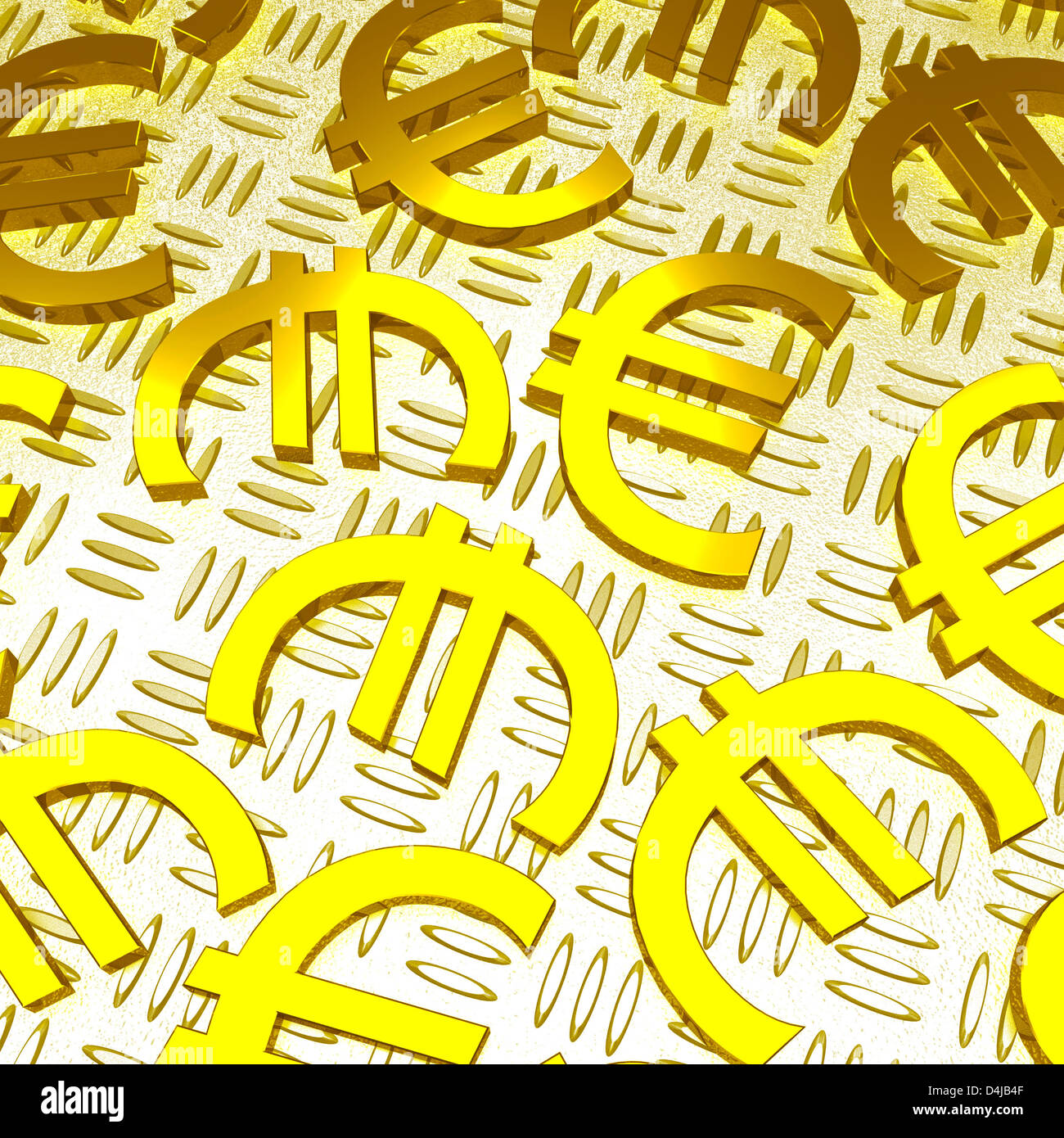 Euro Symbols Over The Floor Showing European Economy And Fortune Stock ...