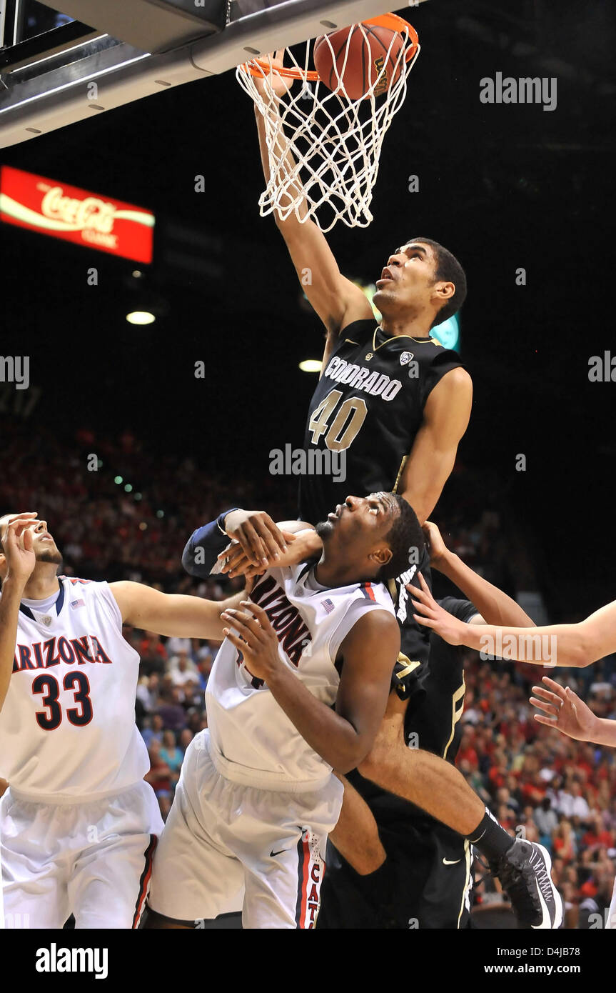 March 14, 2013 Las Vegas, NV.Colorado Buffaloes forward Josh Scott #40 ...