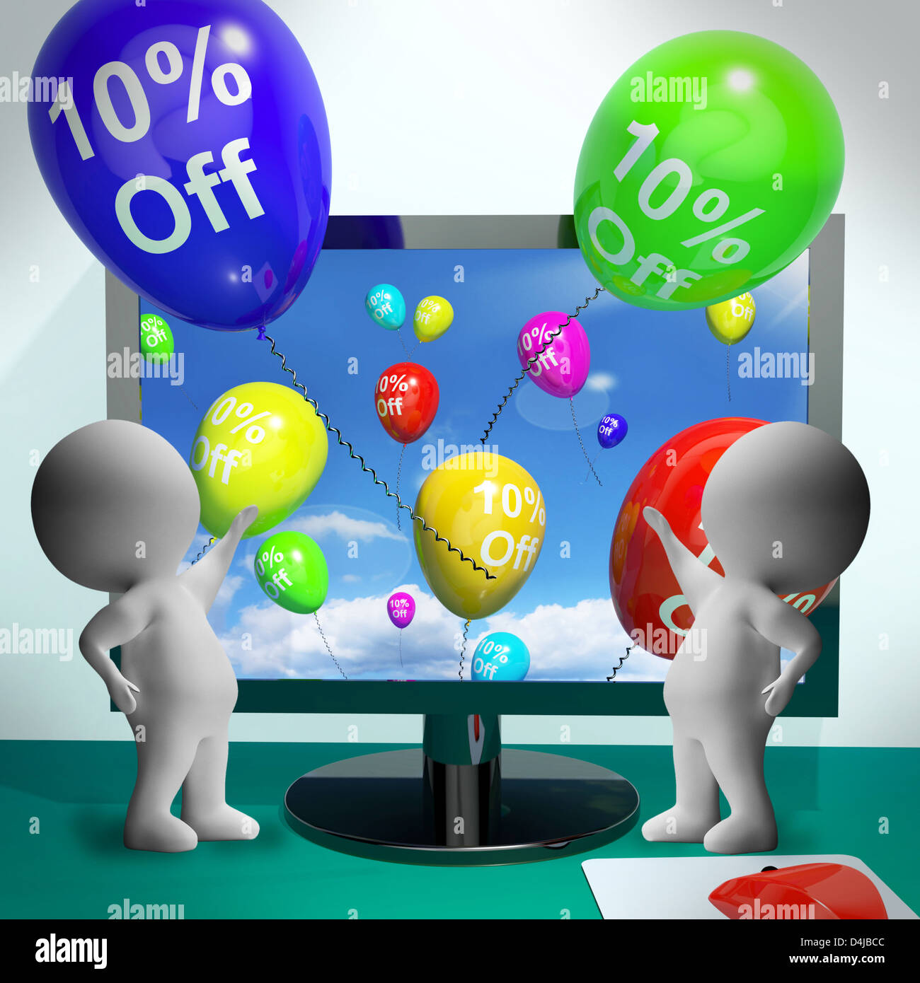 Balloons From Computer Show Sale Discount Of Ten Percent Stock Photo ...