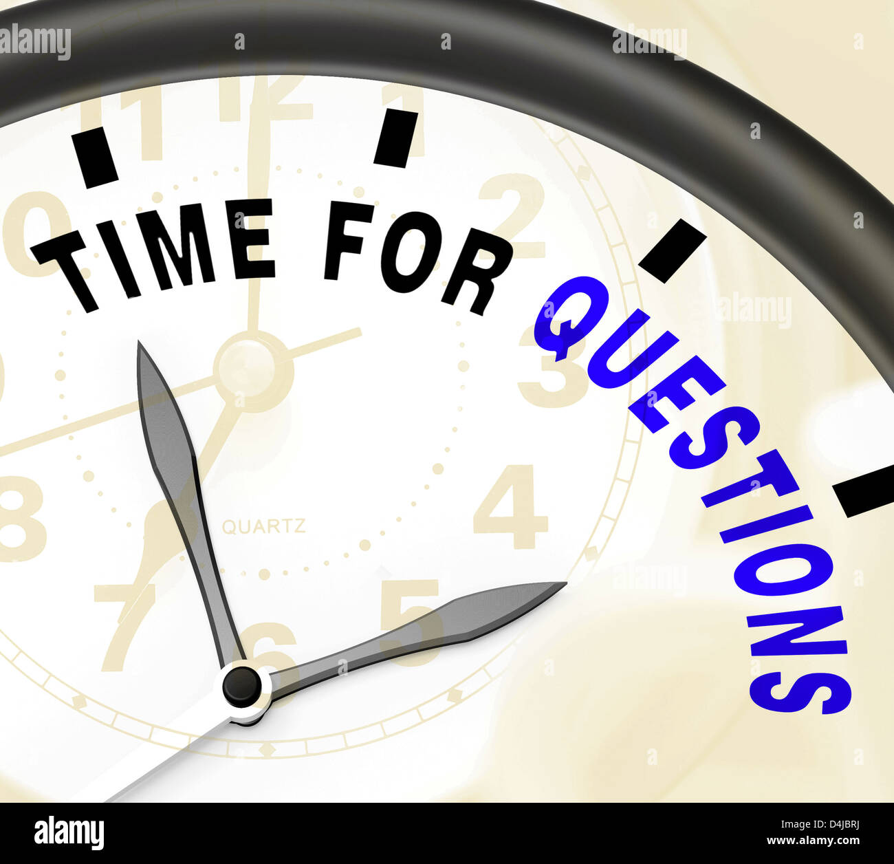Time For Questions Message Shows Answers Needed Stock Photo - Alamy