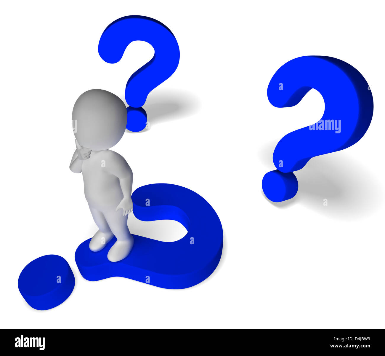 Question Marks Around Man Shows Confusion And Not Sure Stock Photo - Alamy