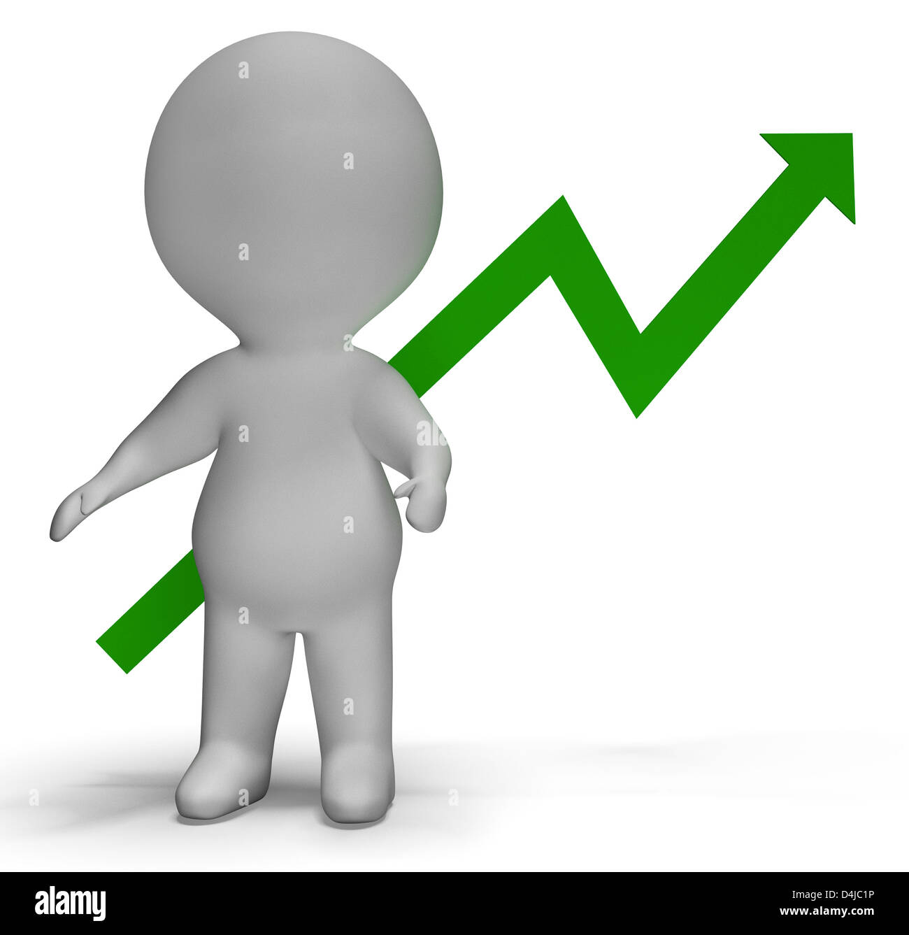Profit Increase Graph And 3d Character Shows Market Gains Stock Photo ...