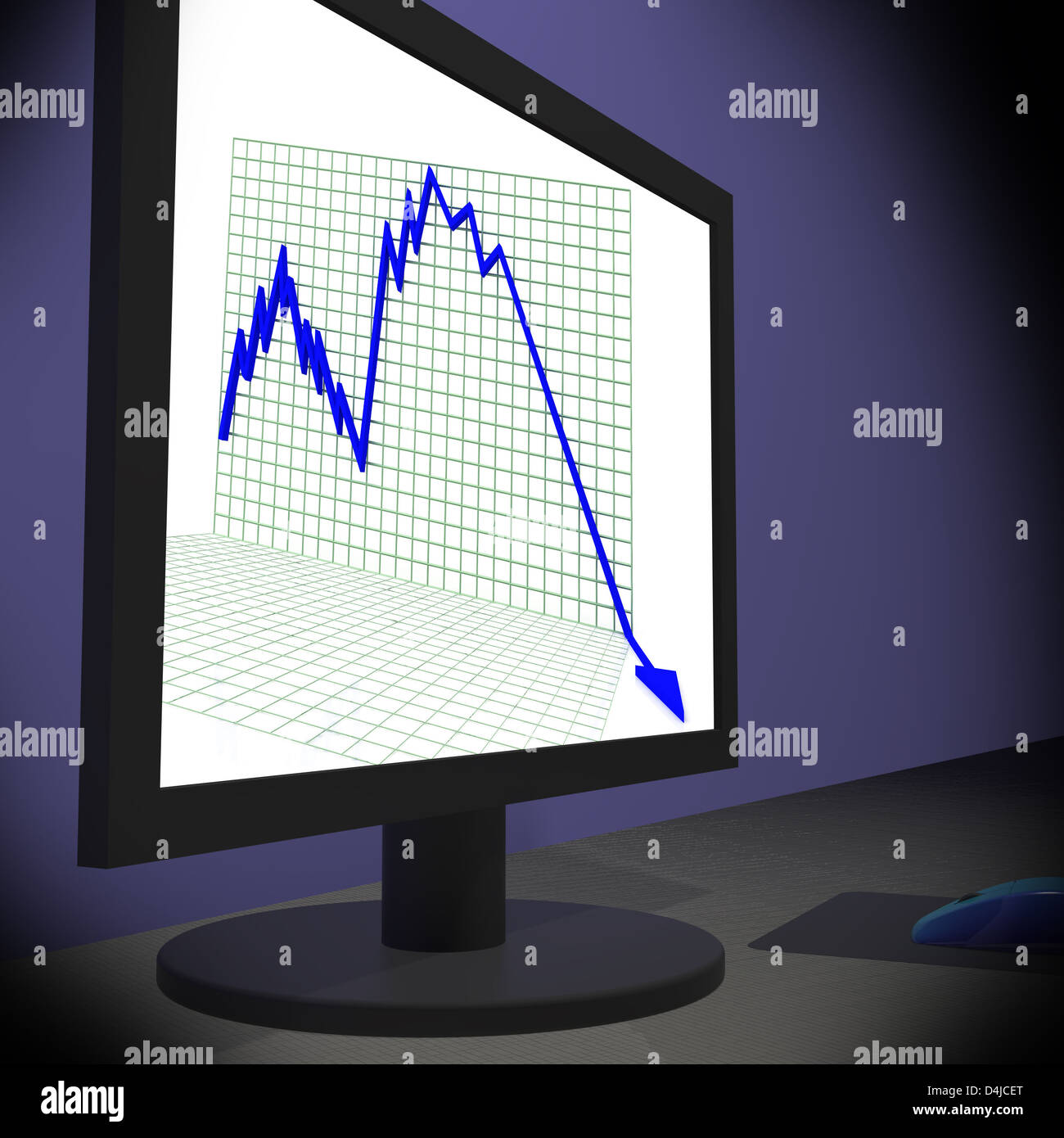 Arrow Falling On Monitors Showing Bad Statistics Or Monetary Depression ...