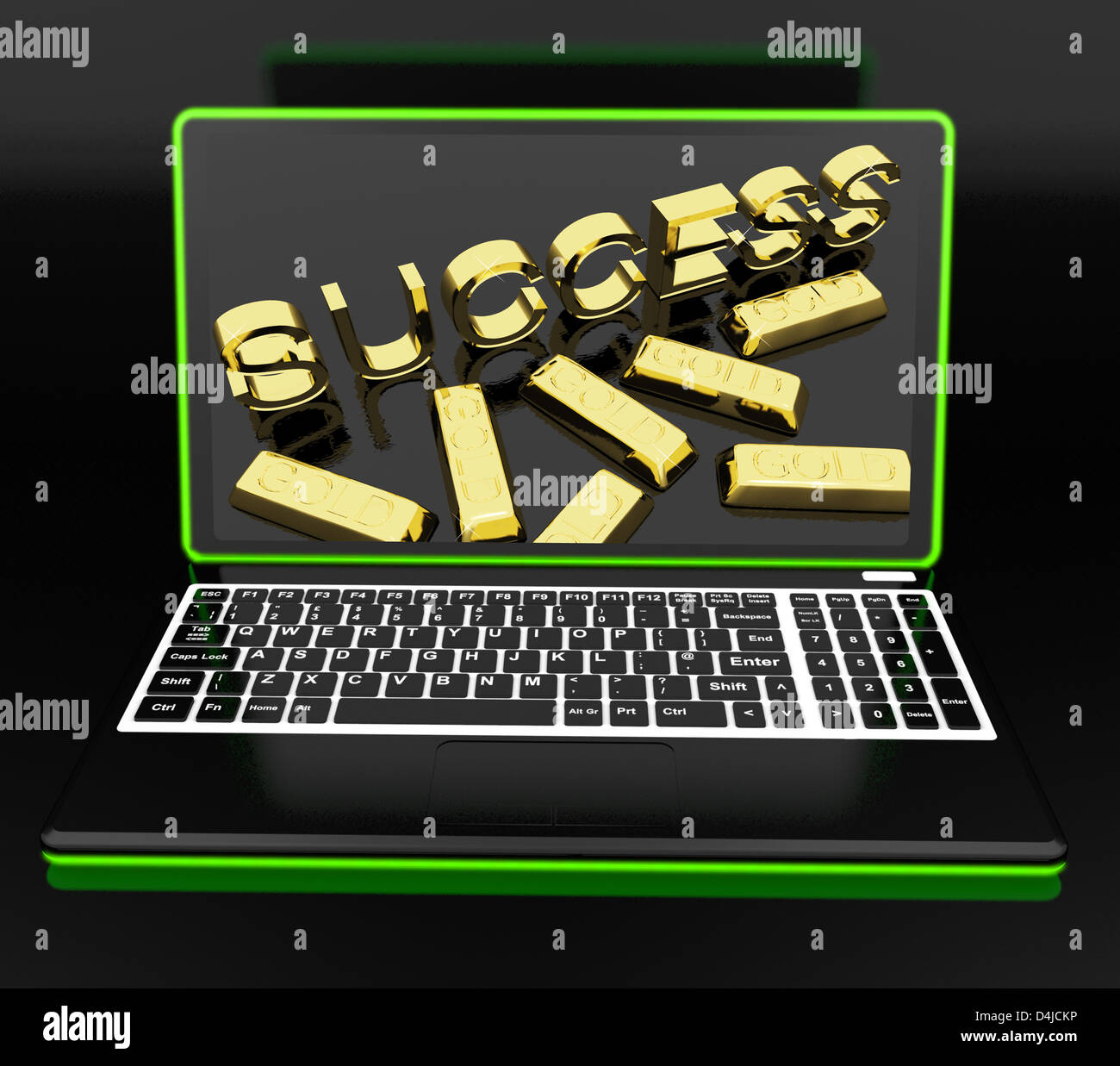 Success On Monitor Shows Progress And Successful Completion Stock Photo ...