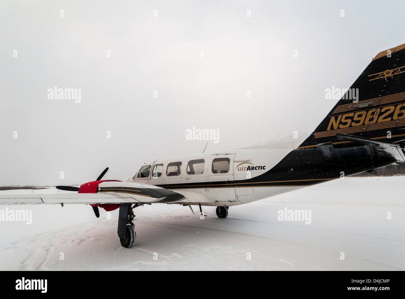 Inside PA-31-350 Navajo plane on the ground in Coldfoot, Alaska Stock ...