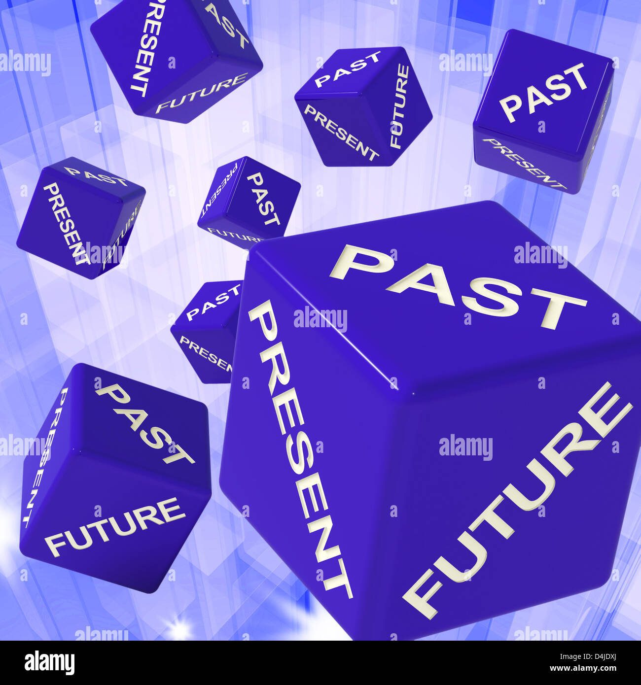 Past, Present, Future Dice Showing Forecasts And Predictions Stock ...