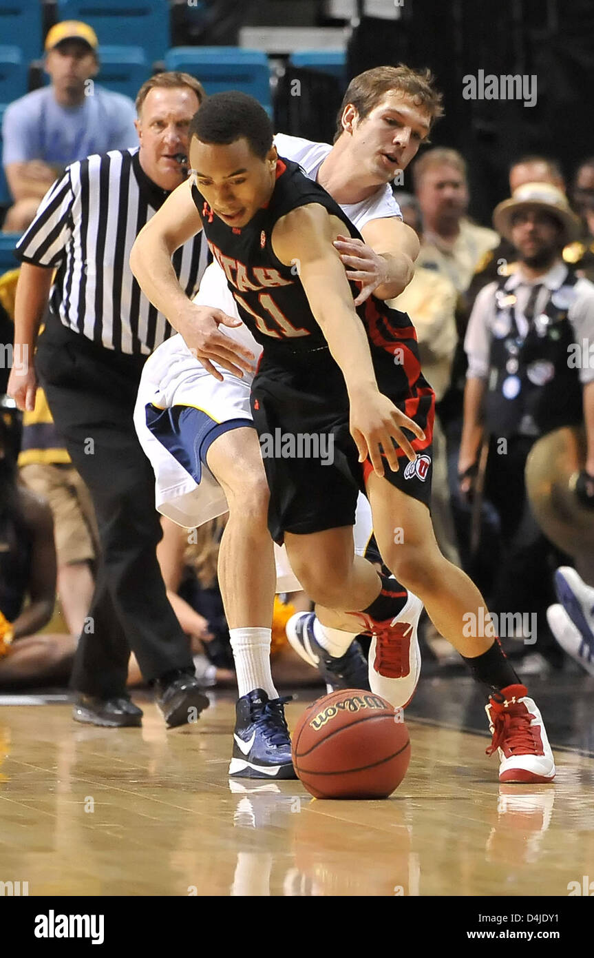 March 14, 2013 Las Vegas, NV.Utah Utes guard Brandon Taylor #11 moves ...