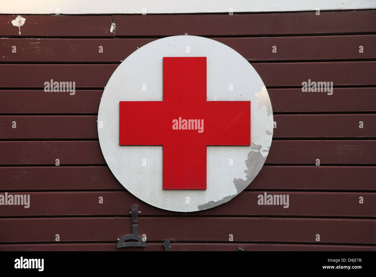 It's a photo of the red cross to indicate that there is a hospital in ...