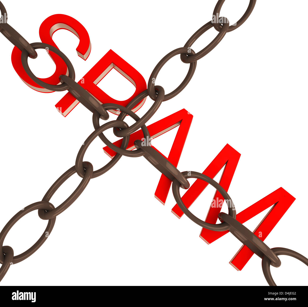 Chained Spam Shows Mailbox Security And Mailing Safety Stock Photo - Alamy