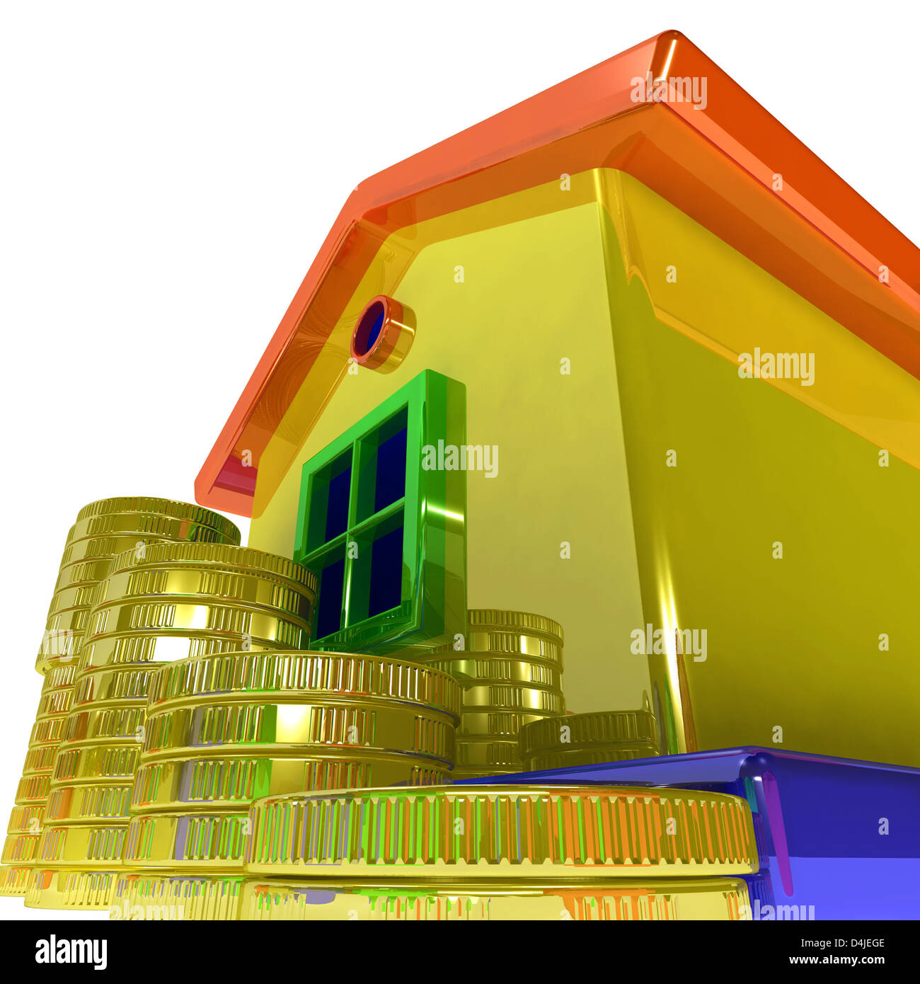 Coins Around House Shows Real Estate Investments Or Success Stock Photo ...