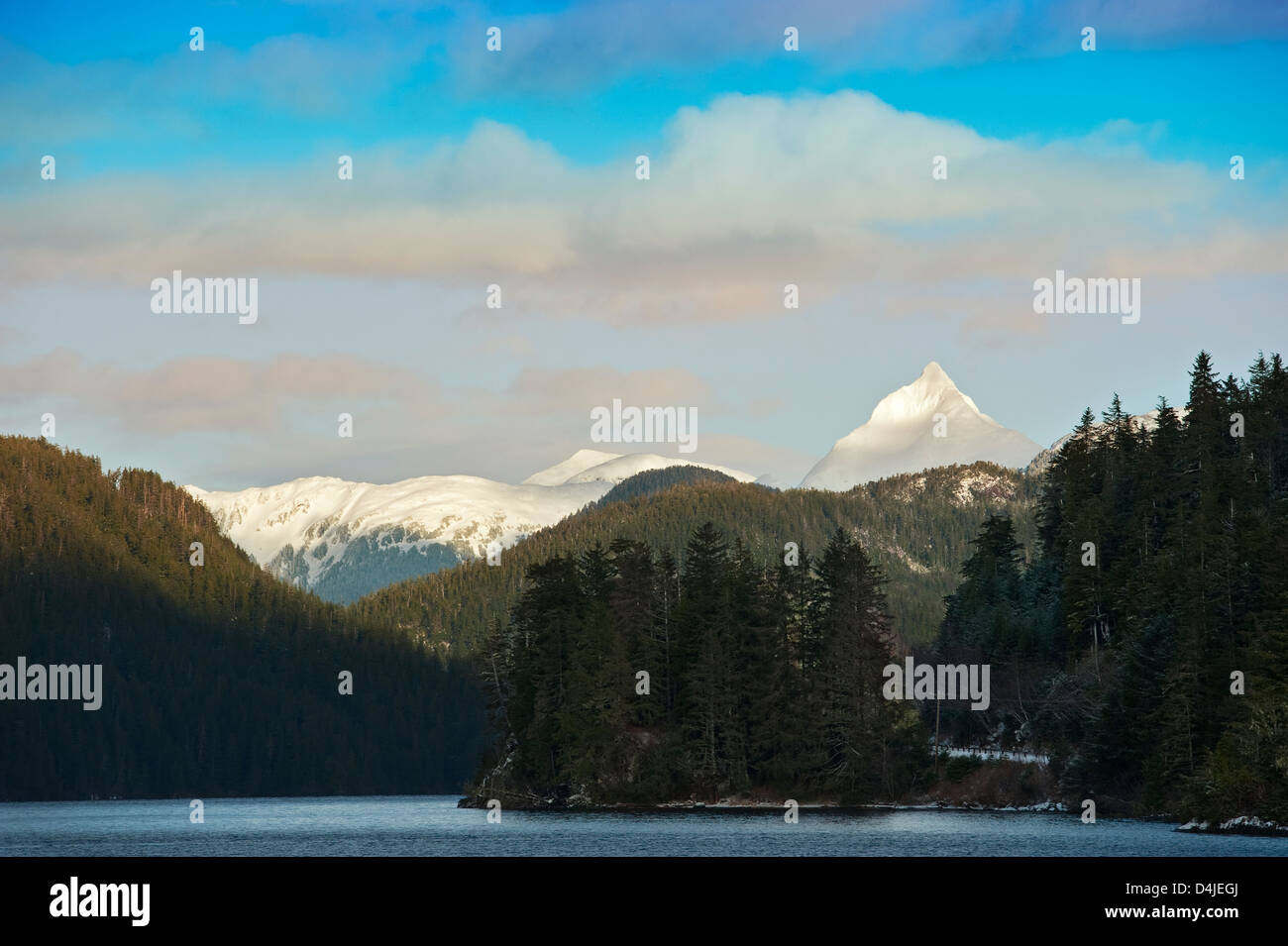 Sitka Sound and snow capped mountain near Sitka, Alaska Stock Photo - Alamy